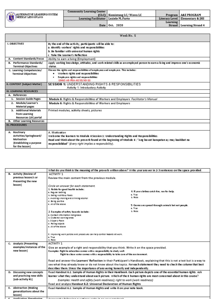 MyDev Module 6 DLL Session 1 Act. 1 | PDF | Learning | Behavior ...