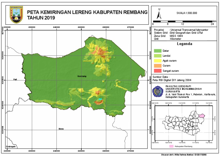 Peta Kemiringan Lereng Rembang 2019 | PDF