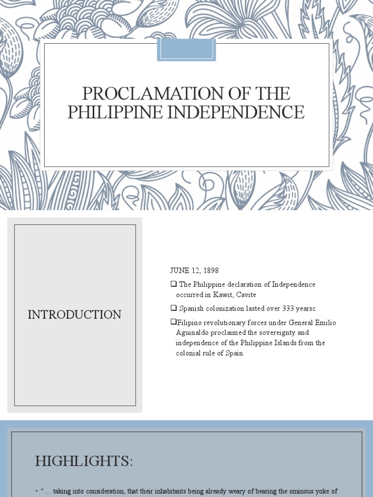 Proclamation of Philippine Independence: A Declaration of Sovereignty ...
