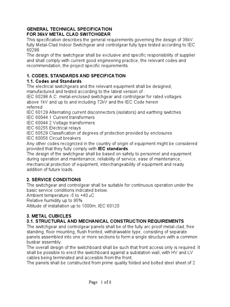Unigear Type ZS2 Technical Specification | PDF | Switch | Fuse (Electrical)