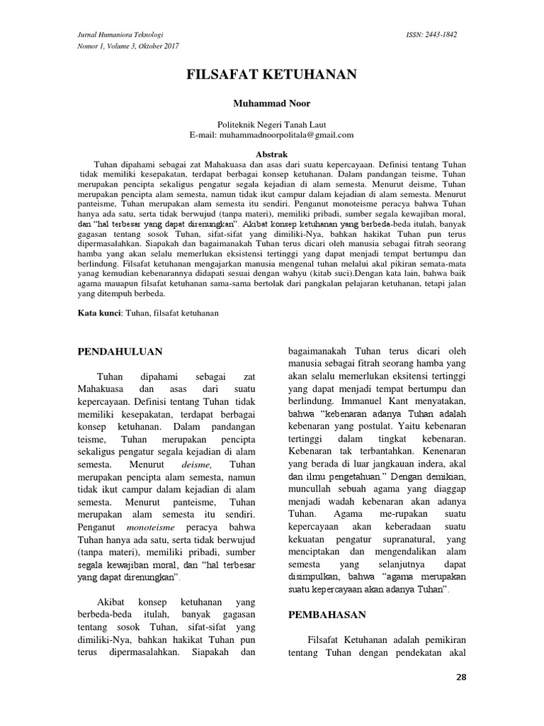 Adminjurnal 5. Filsafat Ketuhanan | PDF