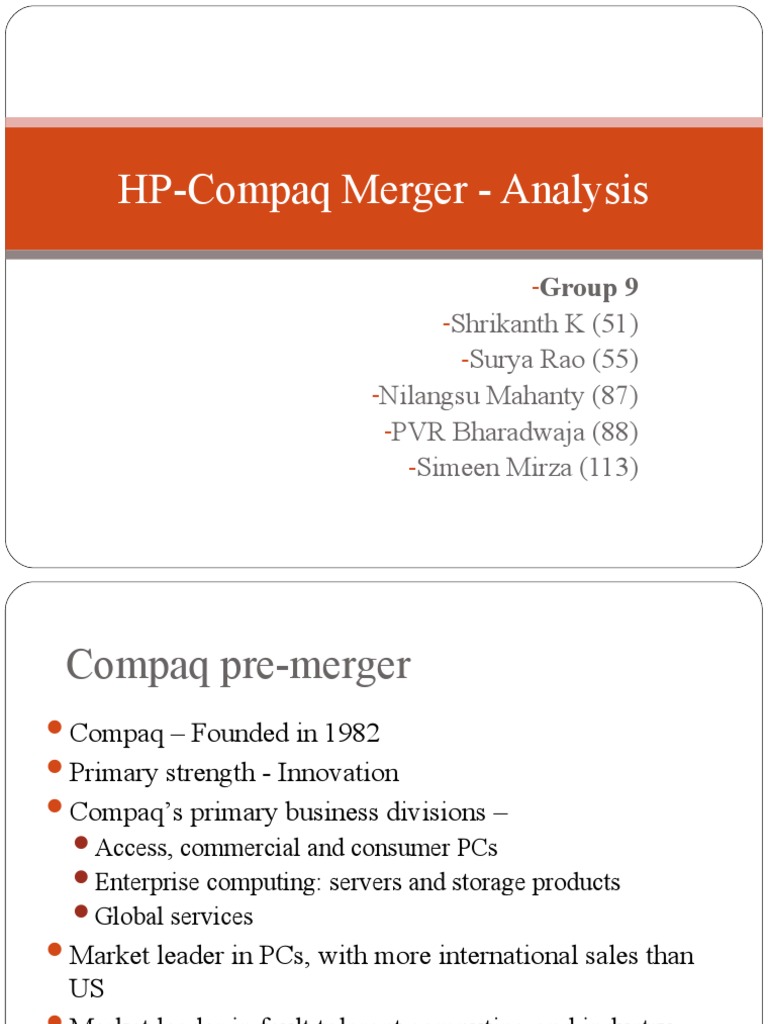 HP-Compaq Merger Analysis | PDF | Hewlett Packard | Mergers And ...
