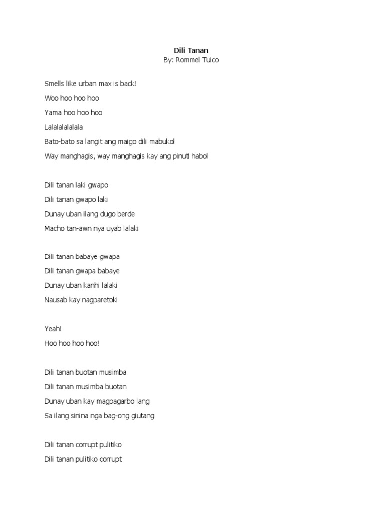 Dili Tanan Lyrics | PDF