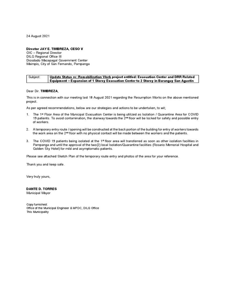 Director Jay E. Timbreza, Ceso V: Copy Furnished: Office of The Municipal Engineer & MPDC, DILG ...
