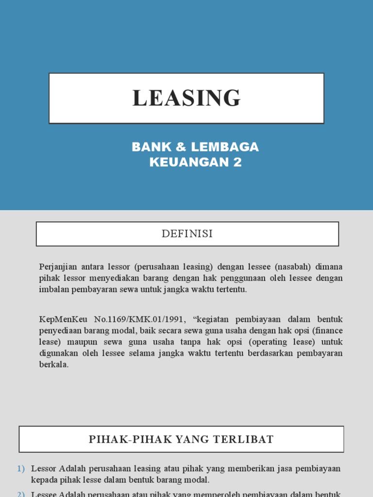 Materi LEASING | PDF | Pengelolaan Keuangan & Uang