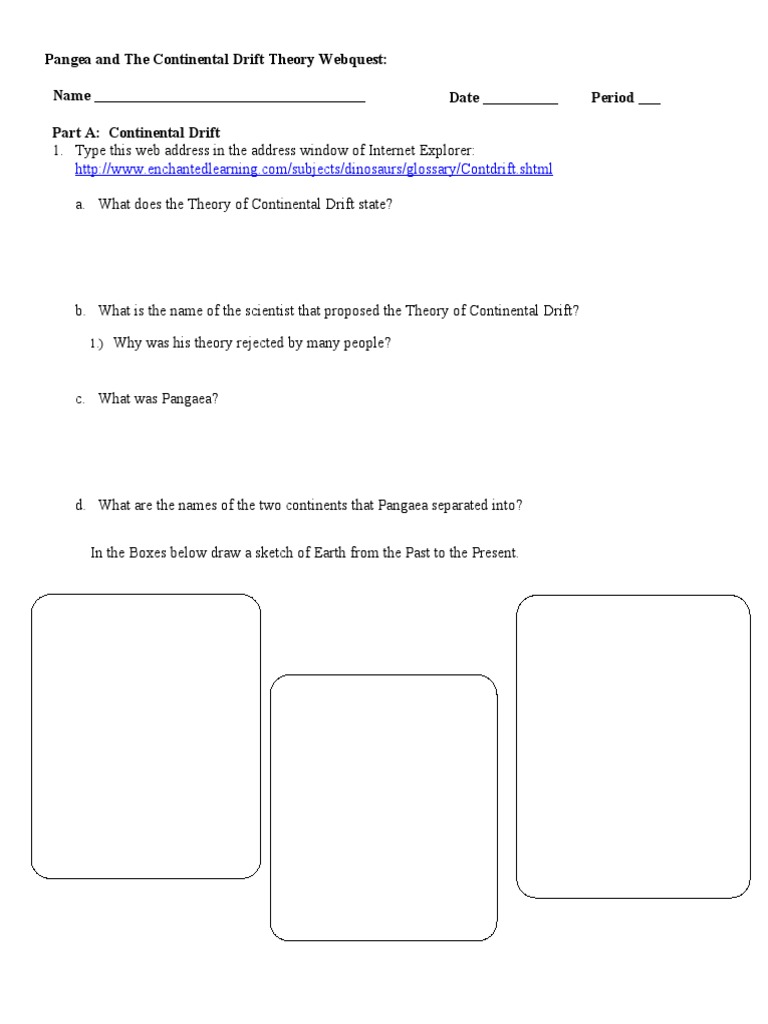 Student Webquest: Continental Drift | PDF | Plate Tectonics | Global ...