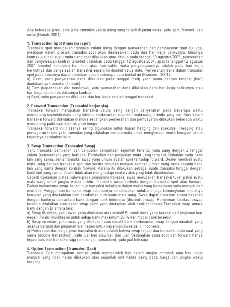 Jenis Transaksi Valas | PDF