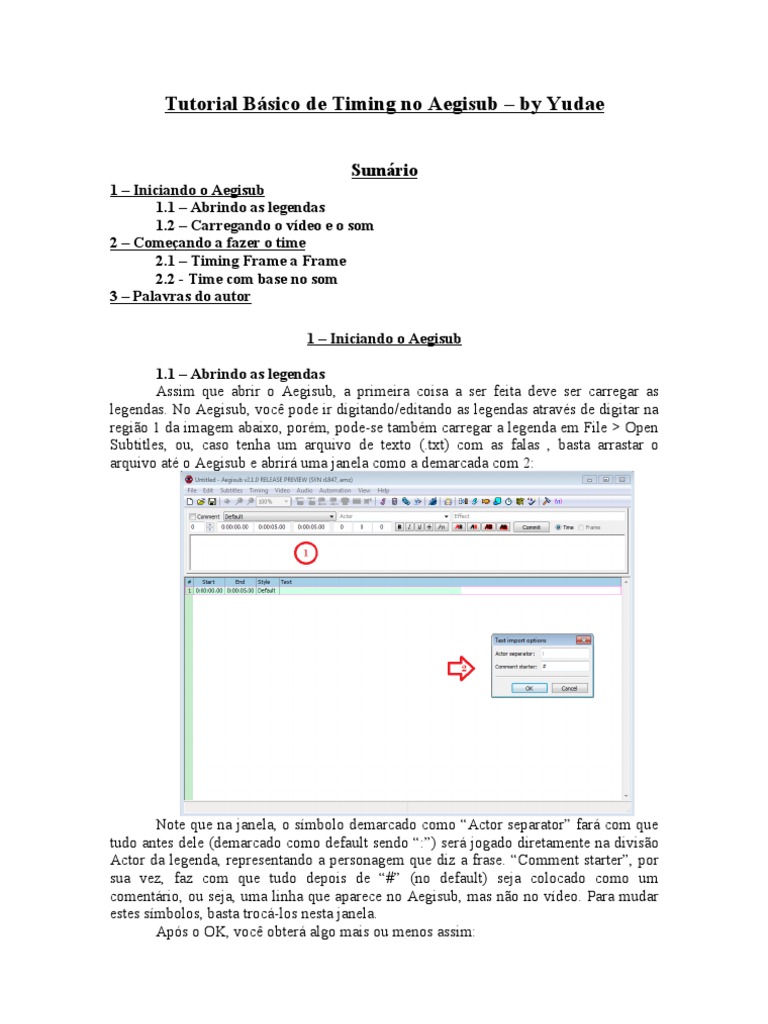 Tutorial de Timing no Aegisub | PDF | Vídeo | Tempo