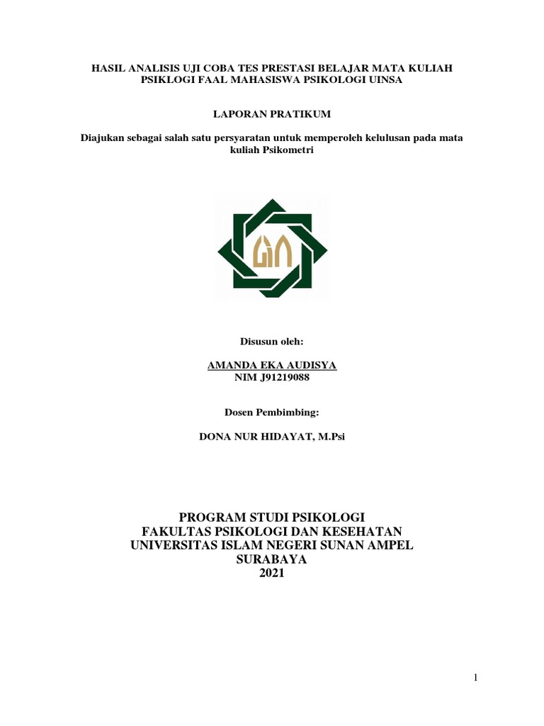 Laporan Uji Coba Tes Psikometri | PDF