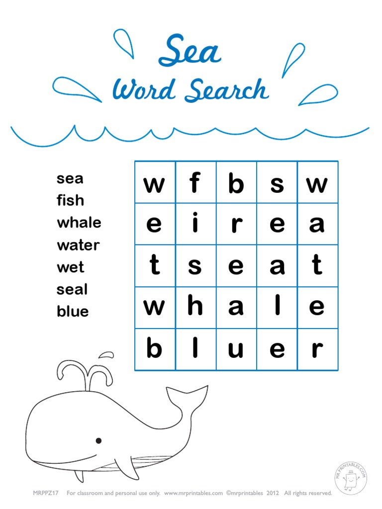 Mrprintables Word Search Sea Lower | PDF
