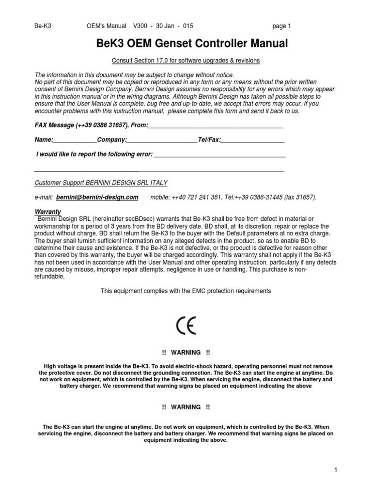 Bek3 Oem Genset Controller Manual | PDF | Mains Electricity | Parameter (Computer Programming)
