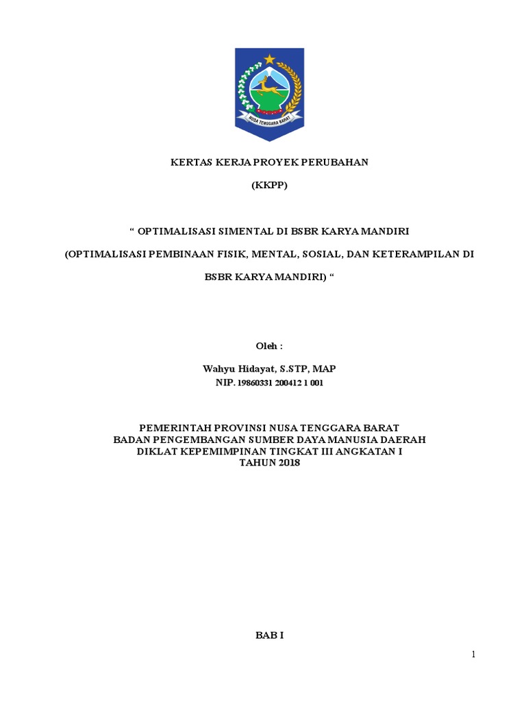 Contoh Proyek Perubahan KKPP Wahyu Hidayat Diklatpim 3 1 | PDF