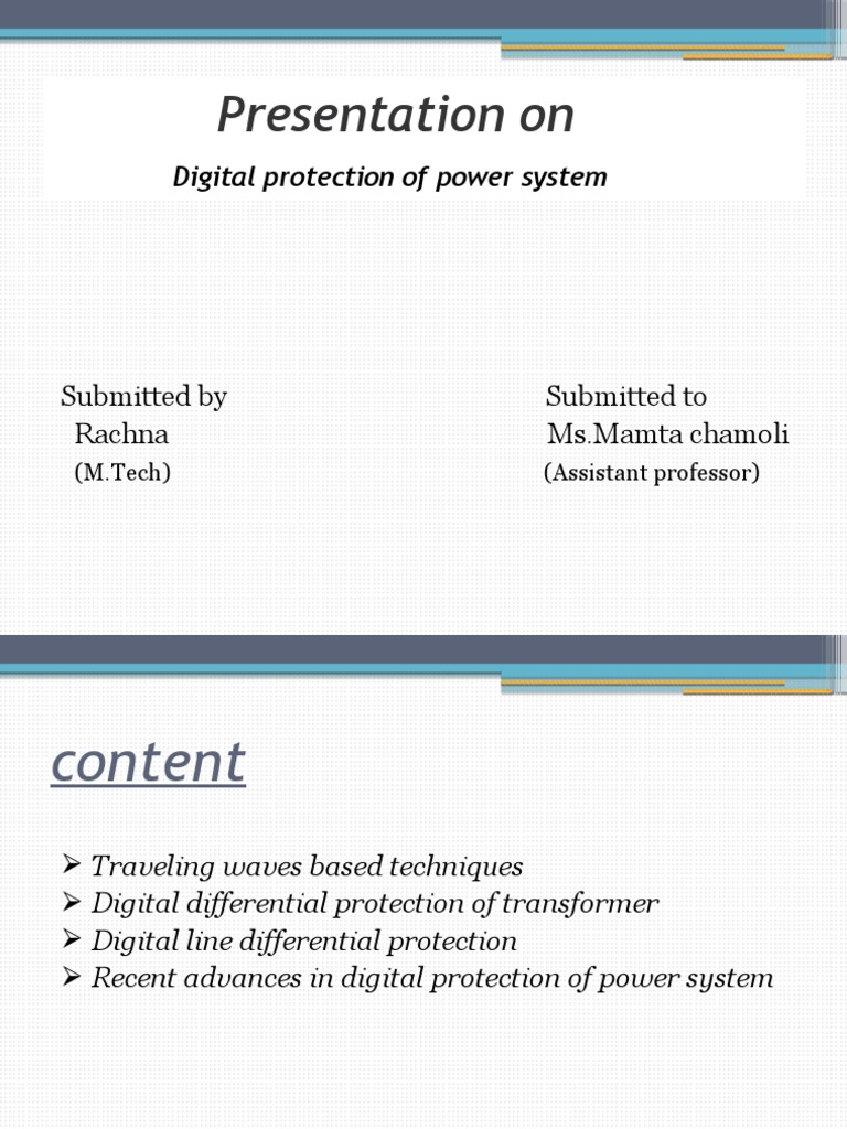 Presentation On: Digital Protection of Power System | PDF | Transformer ...