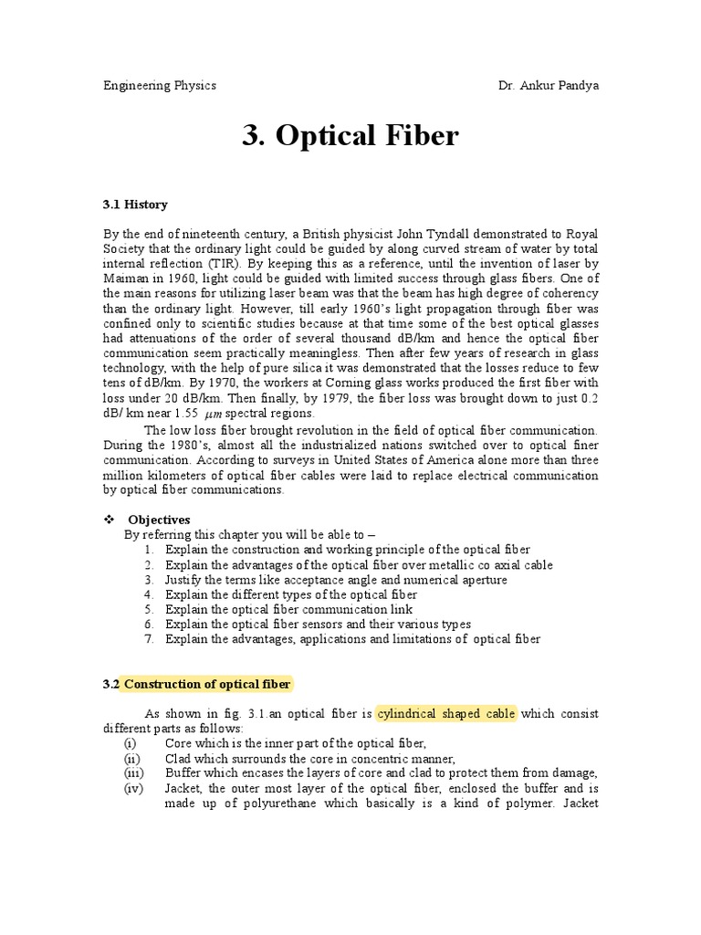 3 Optical Fiber | PDF | Optical Fiber | Dispersion (Optics)