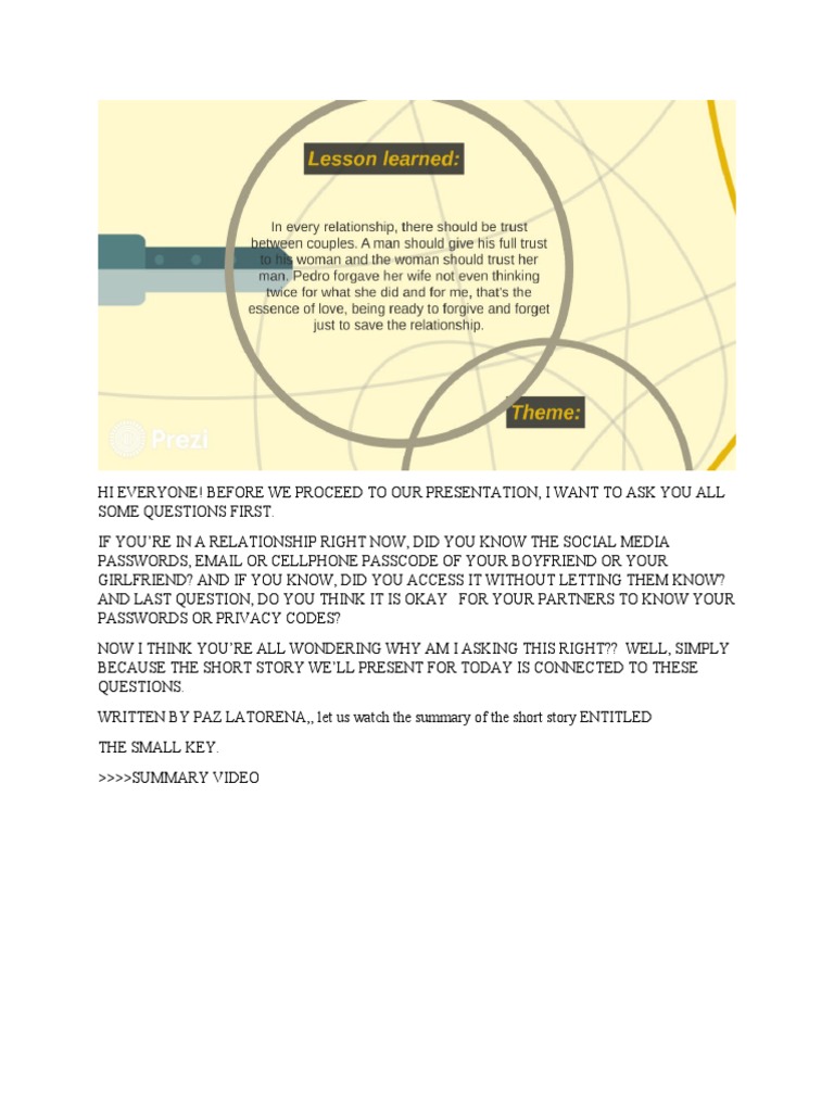 The Small Key Theme | PDF | Love | Psychological Concepts