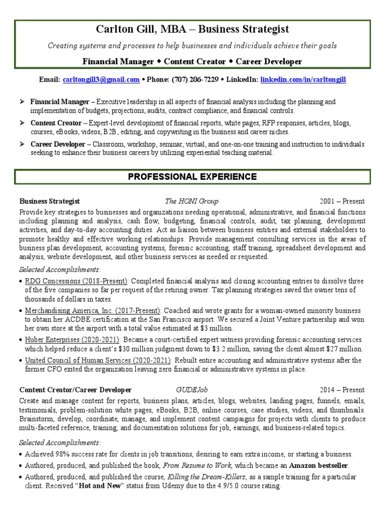 Carlton Gill Resume 2021 | PDF | Accounting | Management Accounting