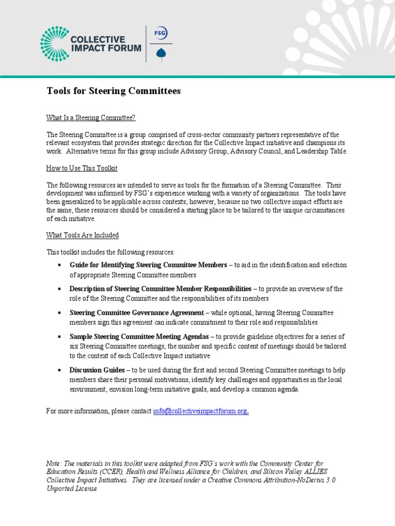 Steering Committee Toolkit Overview | PDF | Innovation | Community