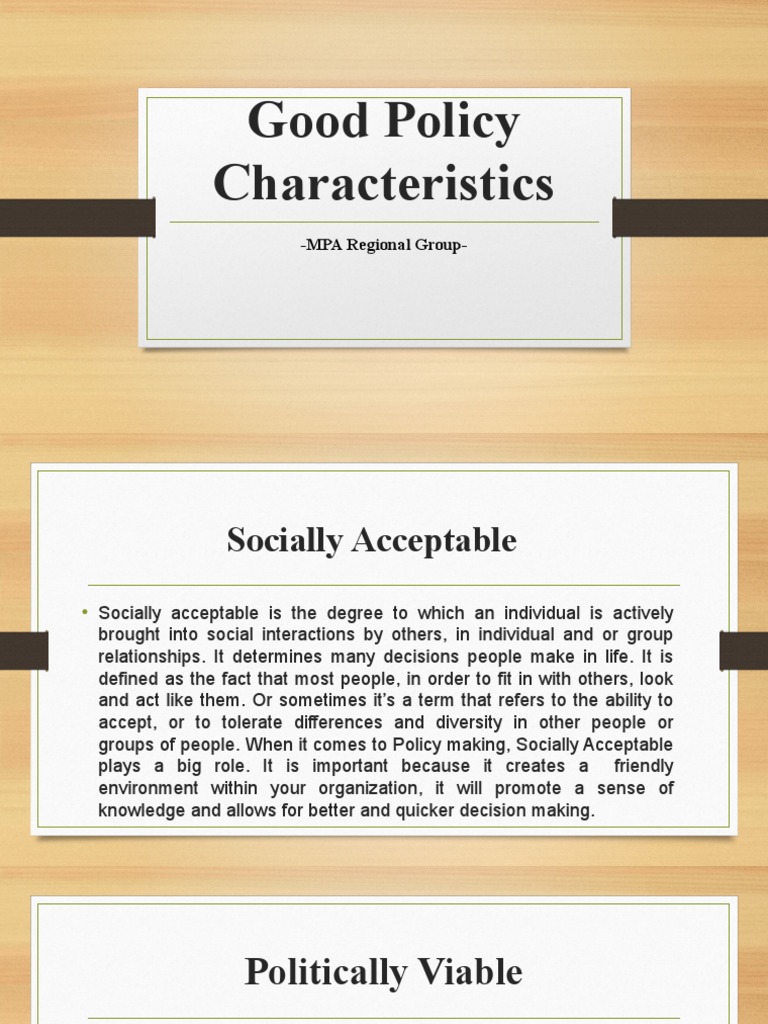 Good Policy Characteristics: - MPA Regional Group | PDF | Policy ...