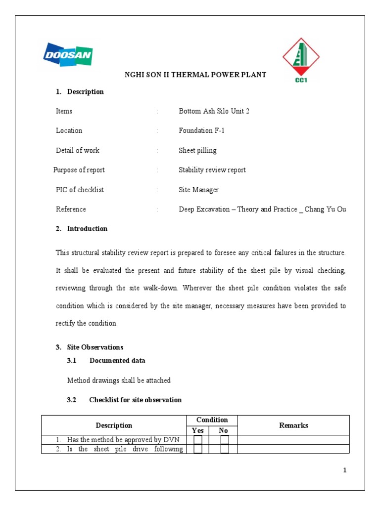 Structural Stability Checklist | PDF | Deep Foundation