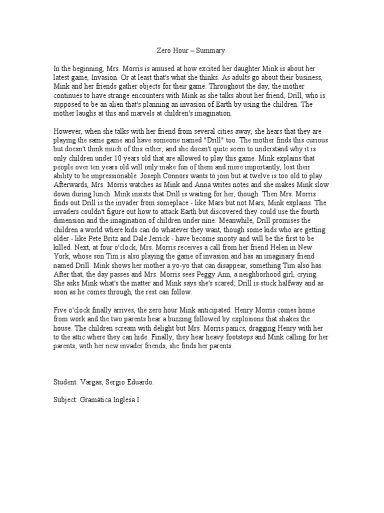 Zero Hour - Summary | PDF | Young Adult | General Fiction