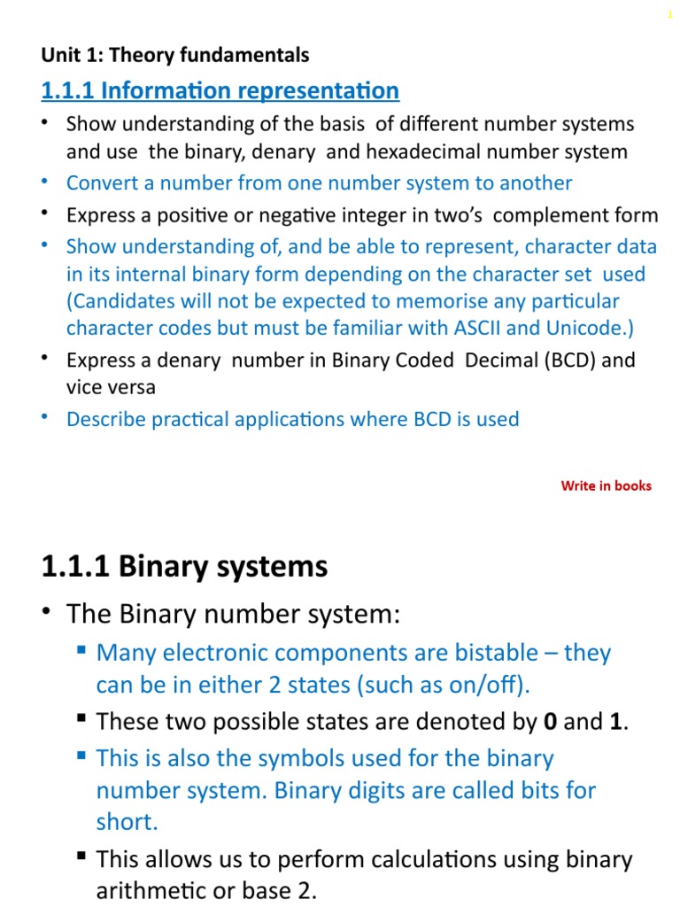 1.1.1 Information Representation: Unit 1: Theory Fundamentals | PDF ...