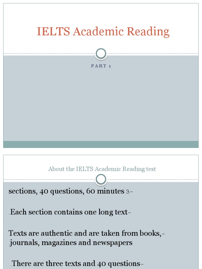 IELTS Reading Test Part 1 Overview | PDF | International English ...