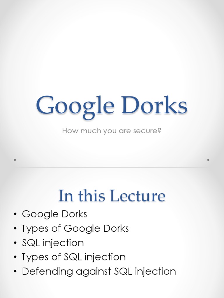 Google Dorks | PDF | Secure Communication | Software Engineering