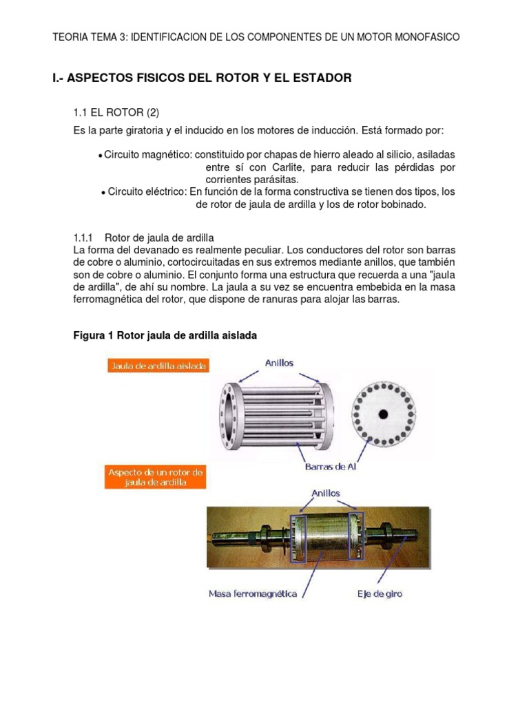 Componentes de un Motor Monofásico | PDF | Inductor | Electricidad