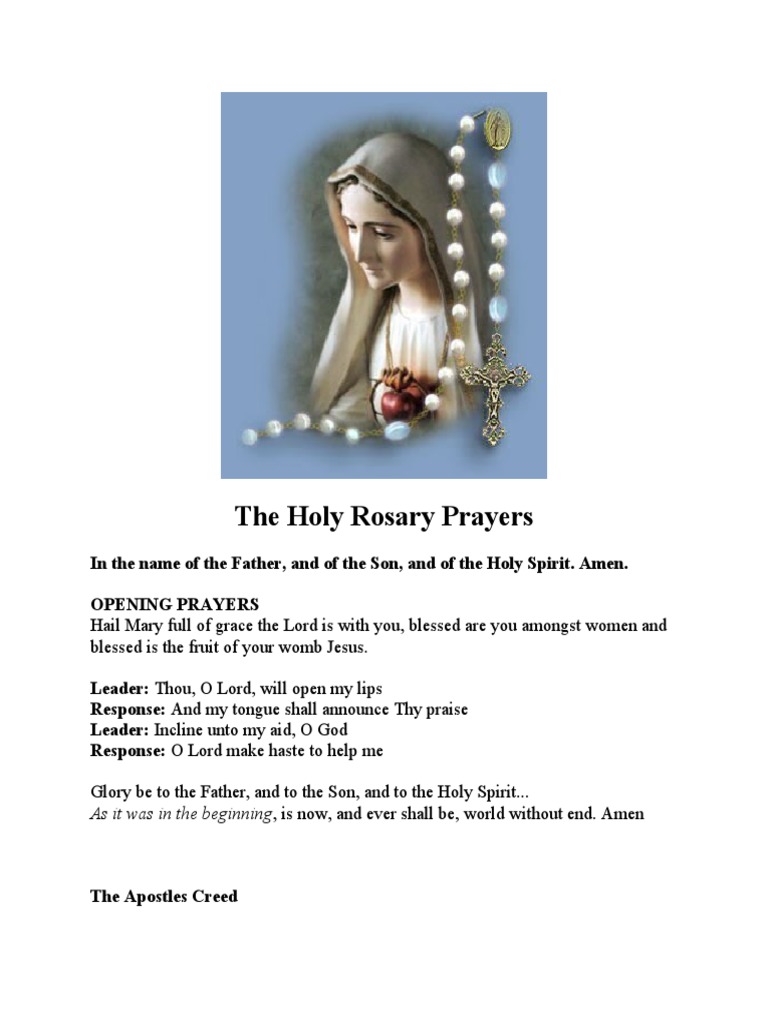 The Holy Rosary Prayers Pdf Rosary Mary Mother Of Jesus