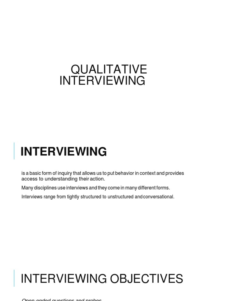 Qualitative Interviewing Techniques Guide | PDF | Qualitative Research ...
