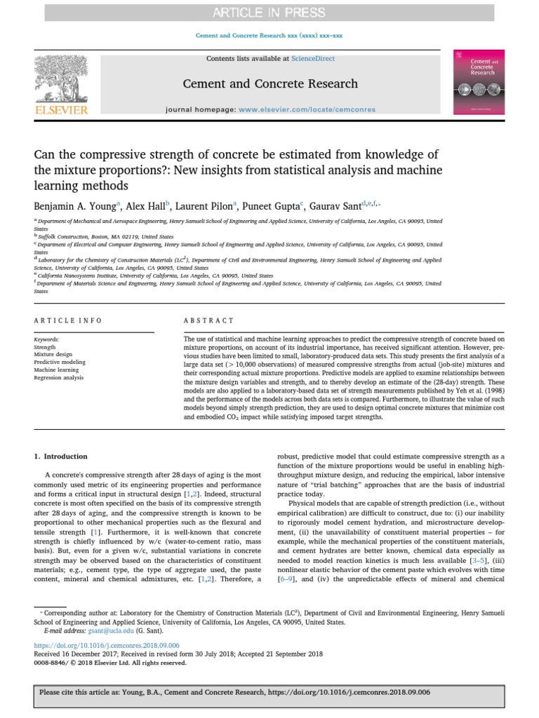 Cement and Concrete Research: Benjamin A. Young, Alex Hall, Laurent ...