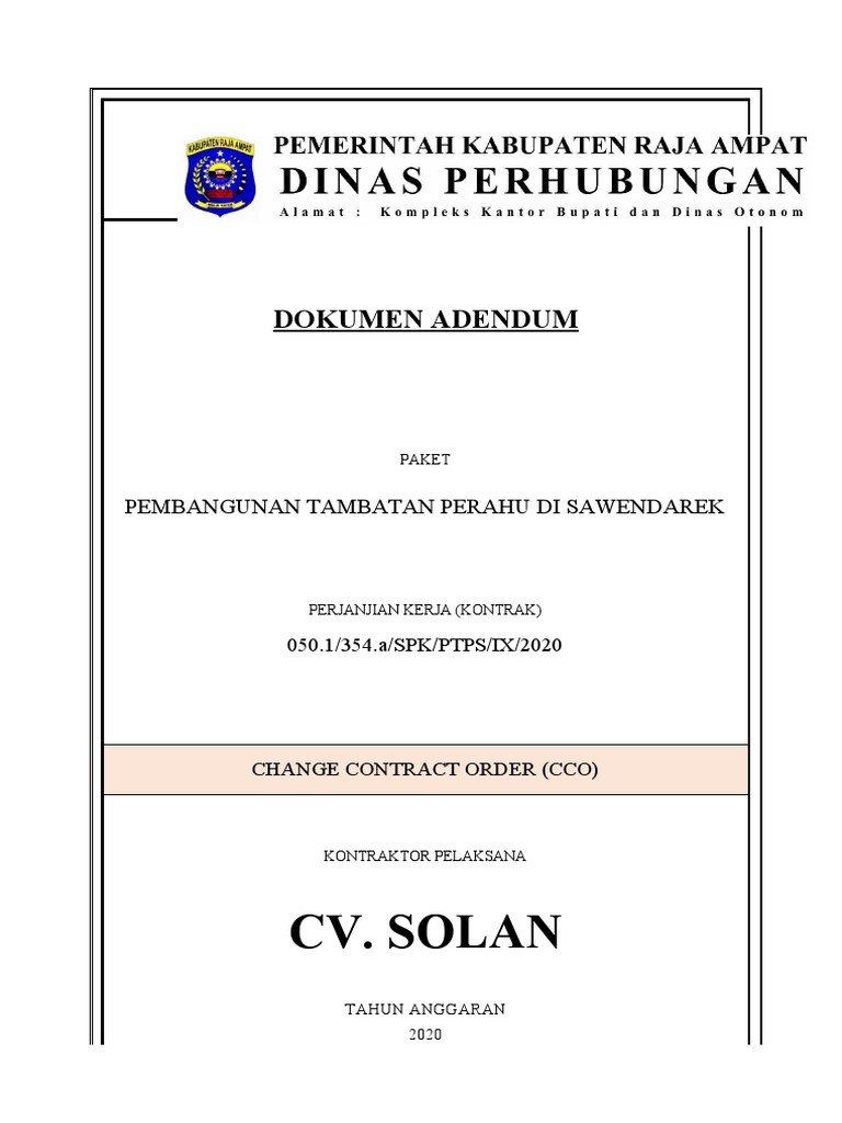 CCO Tambatan Sawendarek | PDF