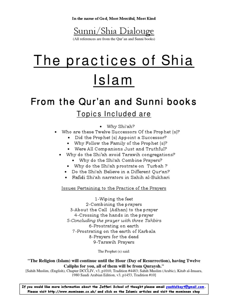 Shia-Sunni Dialogue: Practices and Beliefs | PDF | Hadith | Shia Islam