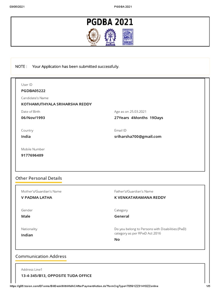 NOTE: Your Application Has Been Submitted Successfully | PDF | Academic ...