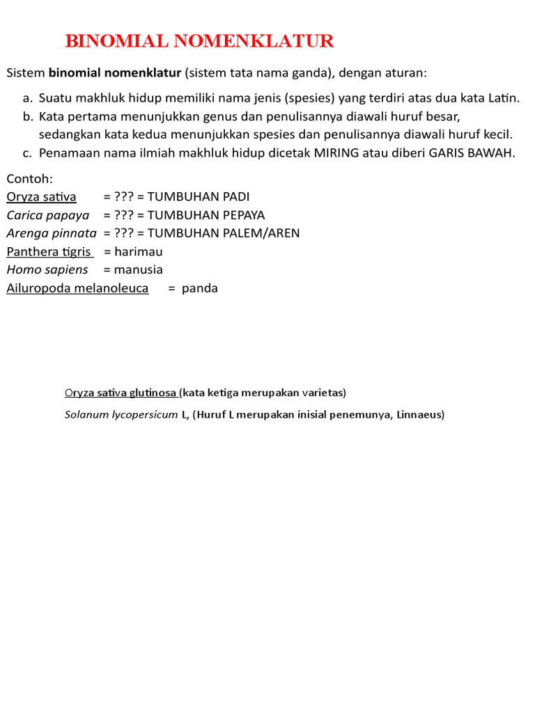 Binomial Nomenklatur | PDF