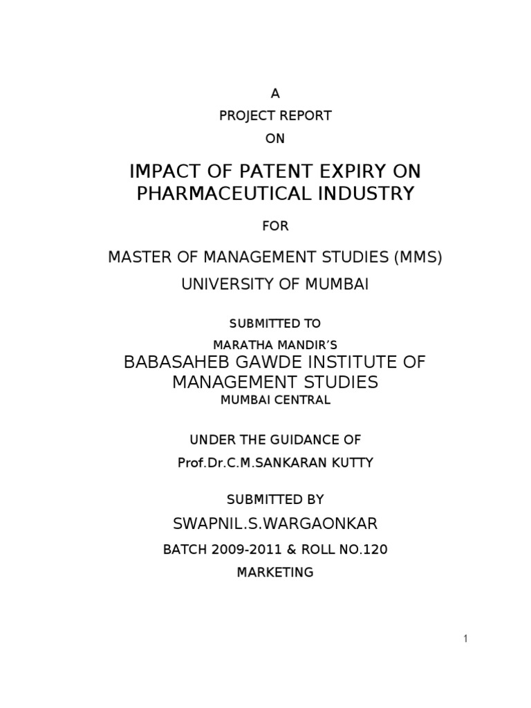 MMS Project Guidelines Revised | PDF | Generic Drug | Pharmaceutical Sciences