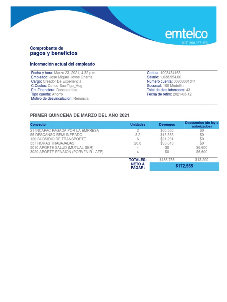 Colilla de Pago | PDF