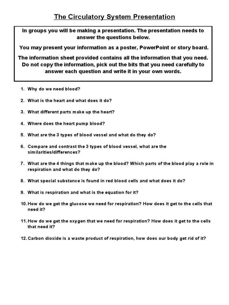The Circulatory System Presentation Project | PDF
