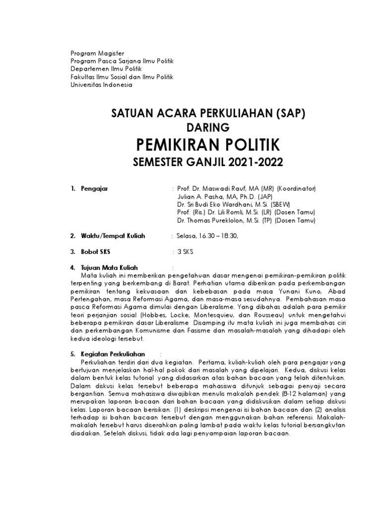 Sap Ui S2 I Pol Pemikiran Politik Pdf