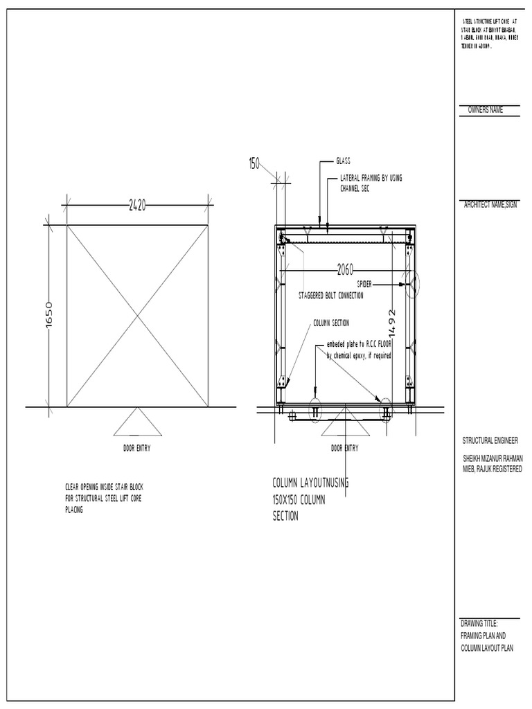 Column Layoutnusing 150X150 COLUMN Section: Glass Lateral Framing by ...