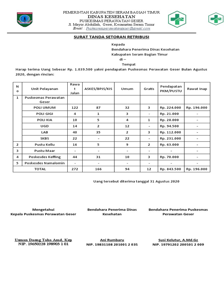 Surat Tanda Setoran Retribusi | PDF