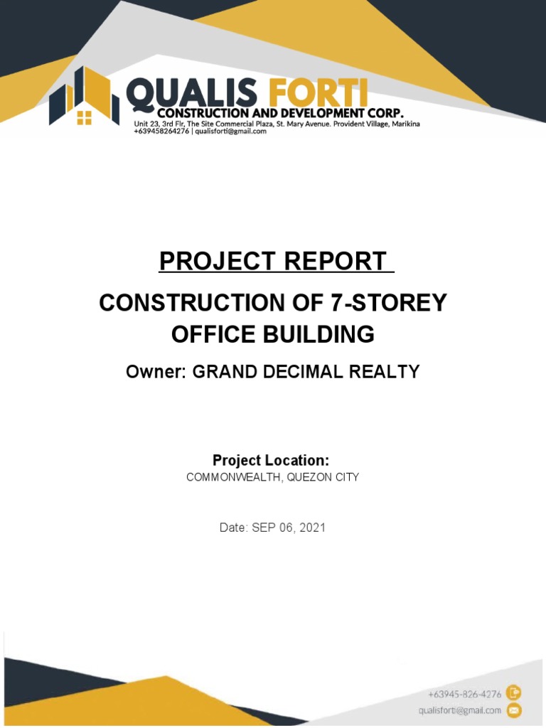 Project Report: Construction of 7-Storey Office Building | PDF