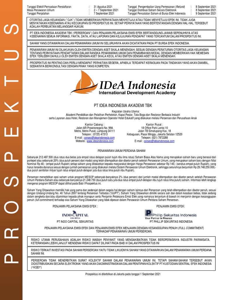 Prospektus Penawaran Saham PT IDEA | PDF
