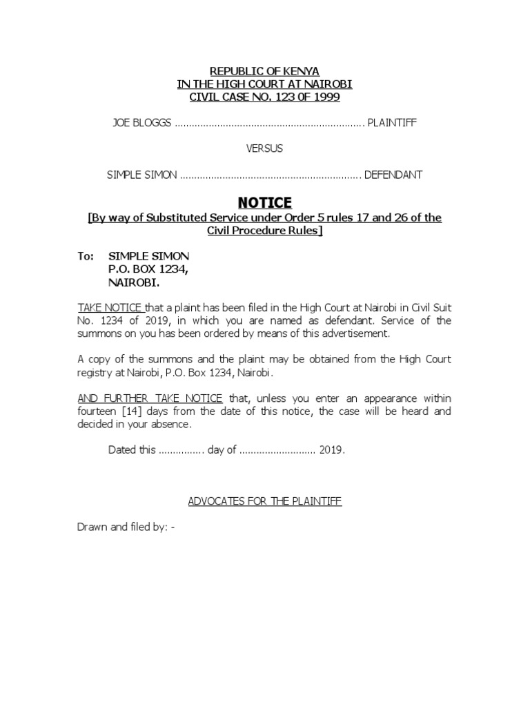 Substituted Service by Advertisement | PDF | Law