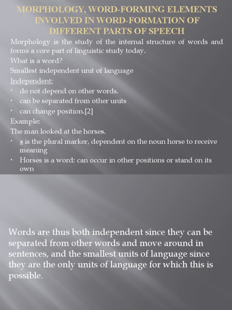 Morphology, Word-Forming Elements | PDF
