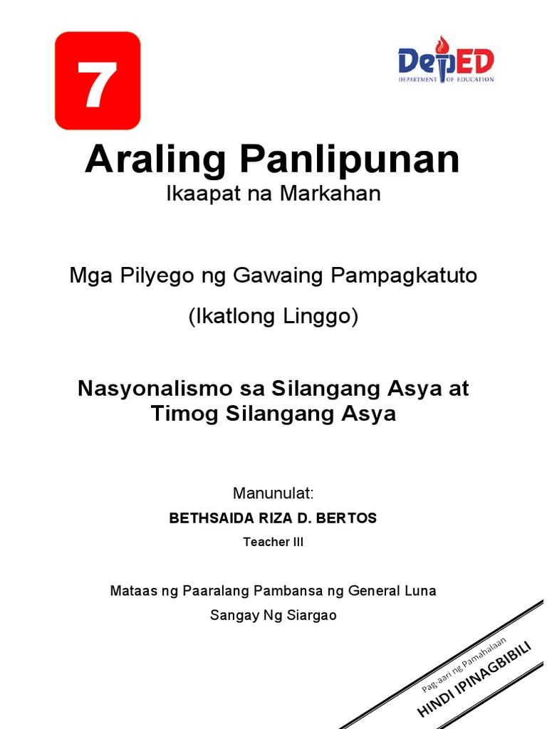 LAS GRADE 7 Week 3 | PDF