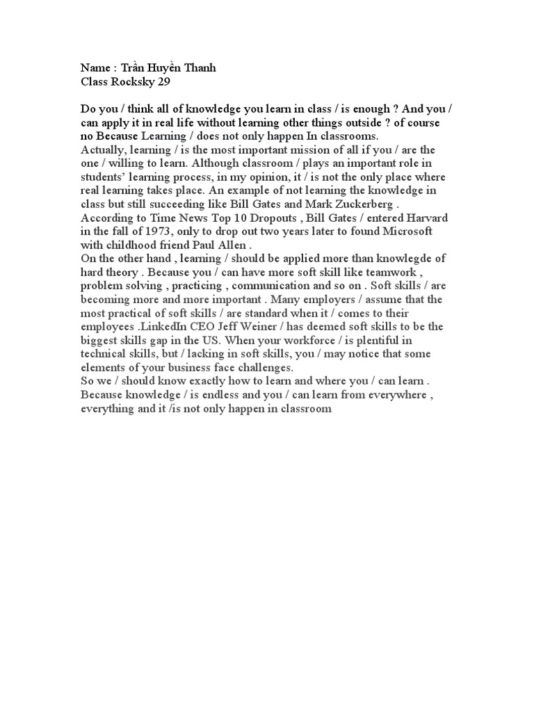 Importance of Learning Beyond Classrooms | PDF