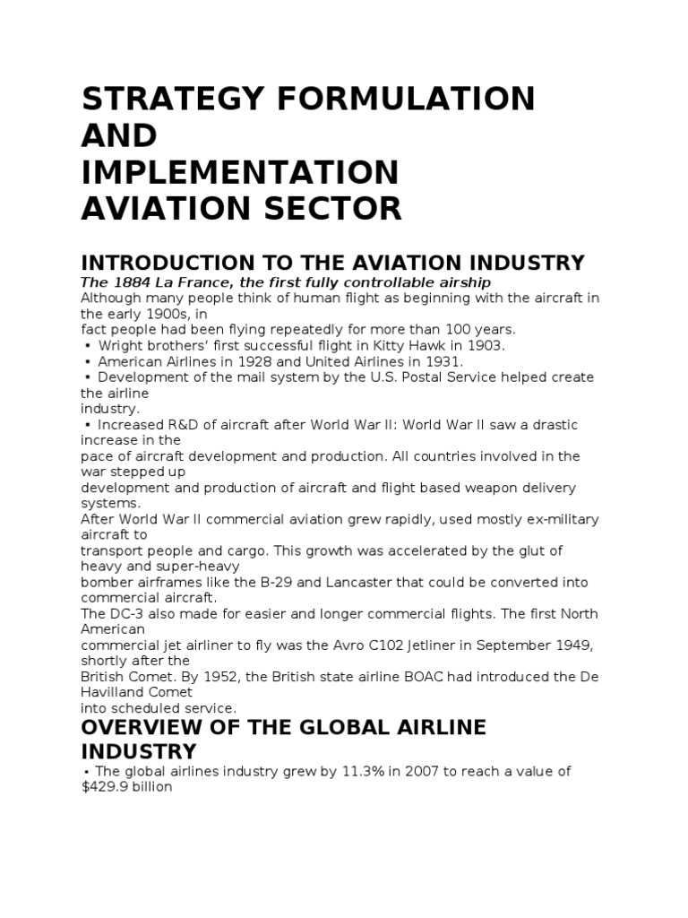 STRATEGY FORMULATION Aviation & Kingfisher Airlines | PDF | Airlines ...