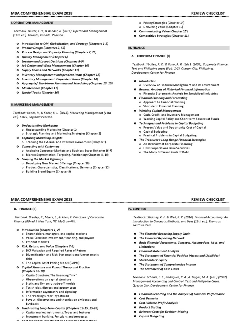 Batch 2018 Comprehensive Exam Review Checklist | PDF | Capital ...