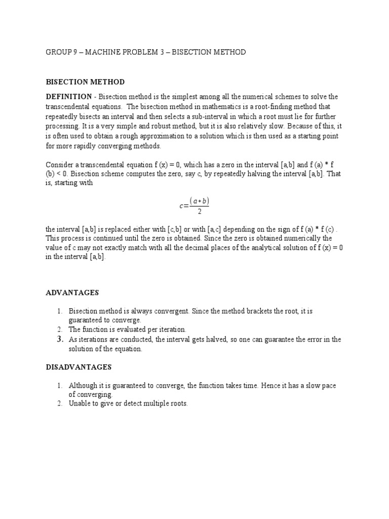 Bisection Method | PDF | Numerical Analysis | Computer Programming
